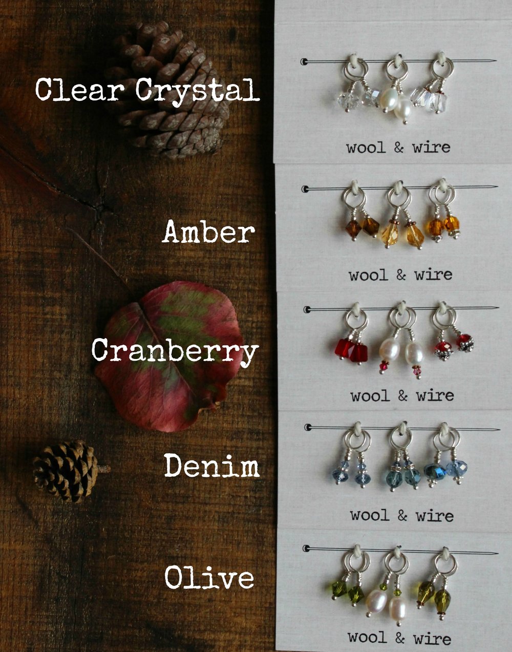 WOOL & WIRE Mini Crystal & Pearl Stitch Markers (Set of 6) – Never Not ...