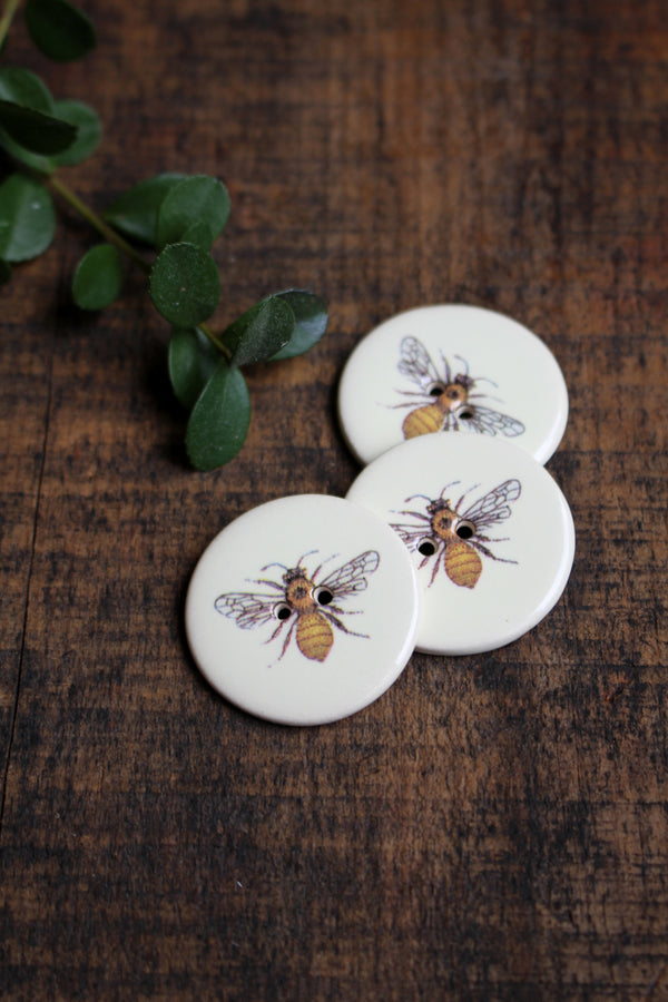 Handmade Bee Ceramic Buttons – Never Not Knitting