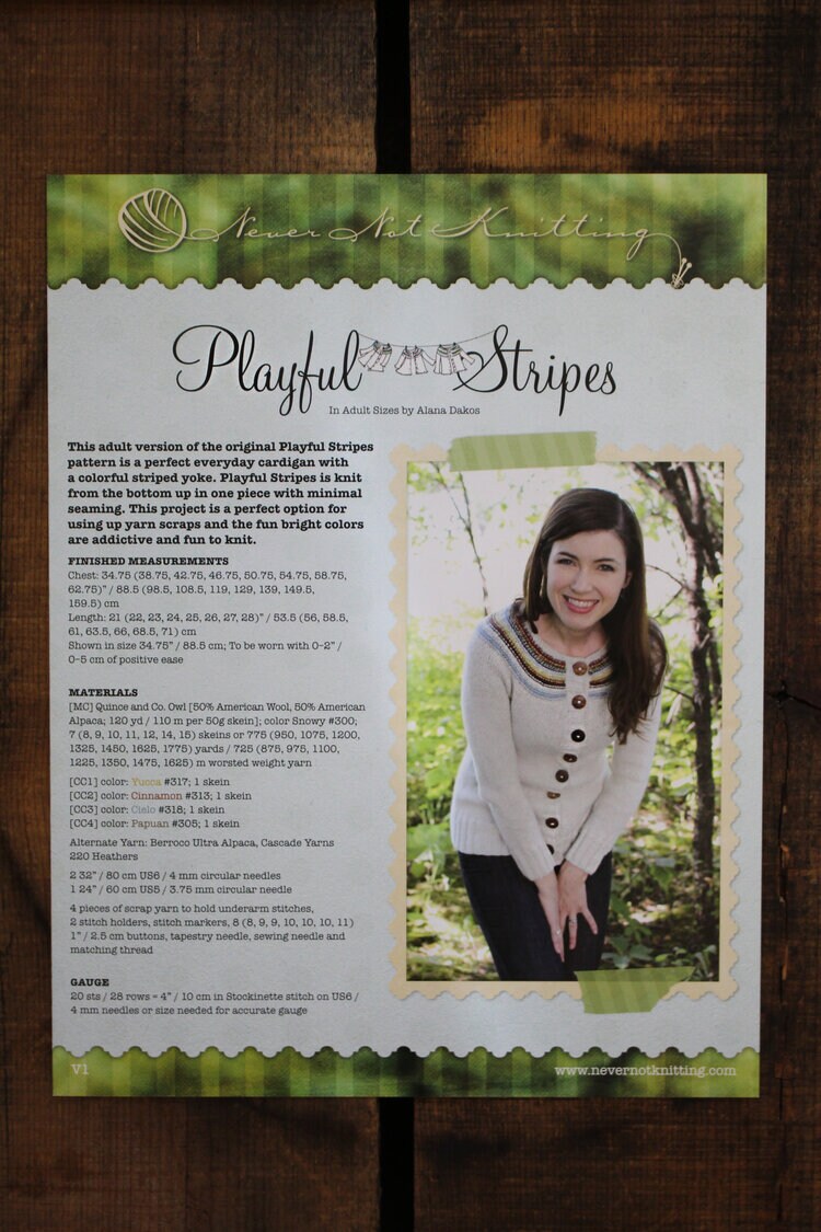 Playful Stripes Adult Cardigan Printed Pattern – Never Not Knitting
